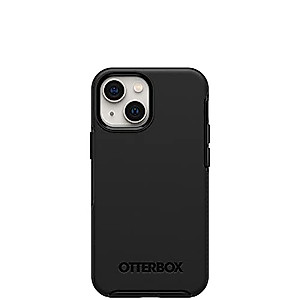 OtterBox iPhone 13 Symmetry Series+ Case - Black , ultra-sleek, snaps to MagSafe, raised edges protect camera & screen