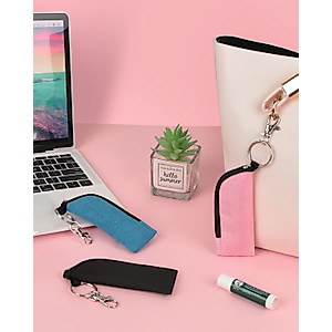 Meiiy Chapstick Holder Lip Balm/Gloss Sleeve Pouch Portable Lipstick Bag With Hook Gift for Women (3pcs)