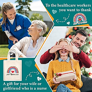LEIFIDE 2 Pcs Nurse Appreciation Gifts Bags for Women Nurse Canvas Bags, Thank You Nurse Canvas Bag with Pocket for Nurse Coworkers Graduation Party Nurse Appreciation Week Gifts Supplies