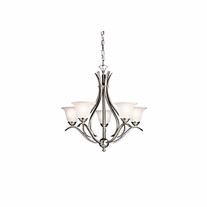 Kichler Dover 23" 5 Light Chandelier with Alabaster Swirl Glass in Antique Brass