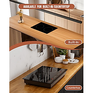 Empava Electric Stove Induction Cooktop Horizontal with 2 Burners in Black Vitro Ceramic Smooth Surface Glass 120V, 12 Inch