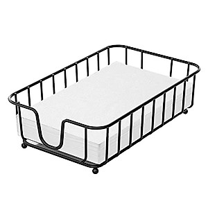 Guest Towel Napkin Holder, Bathroom Napkin Holder, GMFINE Metal Paper Hand Towel Holder Tray Caddy for Bathroom, 9.4" x 5.5" x 2.2" Inside Size, Black