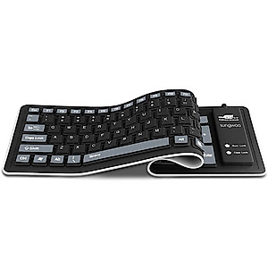 sungwoo Foldable Silicone Keyboard USB Wired Waterproof Rollup Keyboard for PC Notebook Laptop (Black+Grey)