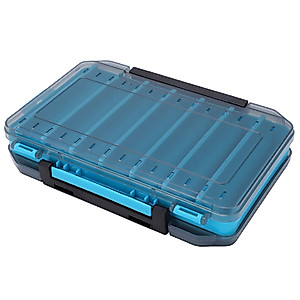 Folanda Double Sided Lure Box, Breathable Plastic Double Sided Fishing Tackle Box with Anti Lost with Handle, Waterproof Space Saving Tackle Storage Organizer for Outdoor Fishing(Blue)