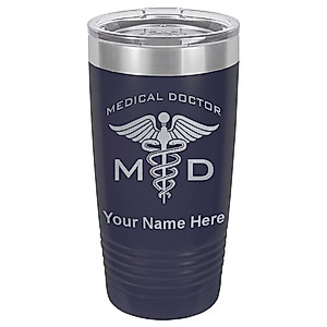 LaserGram 20oz Vacuum Insulated Tumbler Mug, MD Medical Doctor, Personalized Engraving Included (Navy Blue)
