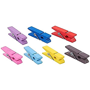 Mini Wooden Clothespins with Jute Twine for Crafts (1.4 in, 100 Pieces)