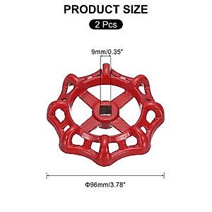 uxcell Outside Faucet Handles,2Pcs 9 x 9mm-Round Wheel Handle Water Spigot Handle Replacement for Garden, Courtyard, Bathroom (Red)