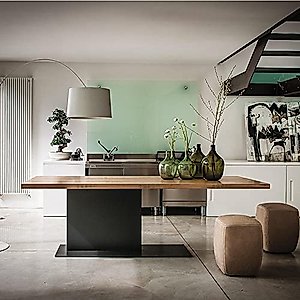 LAKIQ 837314 Solid Wood Kitchen Dining Table Modern Island Dining Table Minimalist Kitchen Table with Pedestal Base for Dining Room Living Room(70.9" L x 29.5" W x 29.5" H)