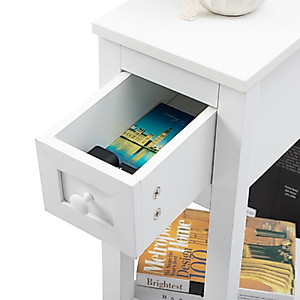 LUSUOWLZ Narrow Side Table for Small Spaces, White, Set of 1, 24" L x 8.5" W x 24" H