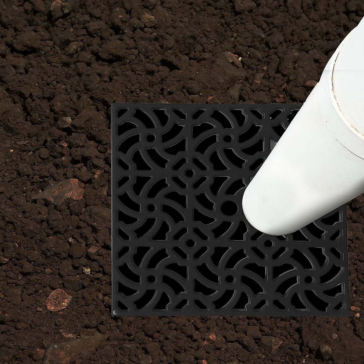 Gutter Downspout Extensions, NAACOO Upgraded 12x12in Catch Basin Low Profile Downspout Extender | No Deep Dig French Drain, Flexible Pipe Extension to 8.2ft, Protect House Foundation.