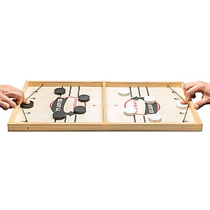PUBGAMER Fast Puck Game, Sling Games Fast Puck Table Game Paced Puck Winner Wood Board Sport Toys (Large Size Suitable for Family & Friends), Come with Spare Piece and Spring Rope