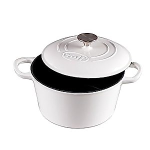 AILIBOO Enameled Cast Iron Dutch Oven - 4 Qt Dutch Oven Pot with Lid, Long-Lasting Enamel Dutch Oven for Bread Baking, Non-Stick Bread Dutch Oven, Enamel Cast Iron Cookware - White Dutch Oven 4 Quart
