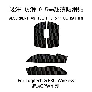 Mouse Anti-Slip Grip Tape, Grips Stickers for Logitech G PRO Wireless Gaming Mouse, Elastics Refined Side Grips Sweat Resistant Pads/Anti Sweat Paste, Cut to Fit Black