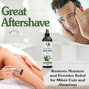 Earth's Daughter Organic Aloe Vera Gel from 100% Pure and Natural Cold Pressed Aloe – Moisturizes - Great for Face - Hair- Sunburn - Aftershave - Bug Bites - 12 oz.