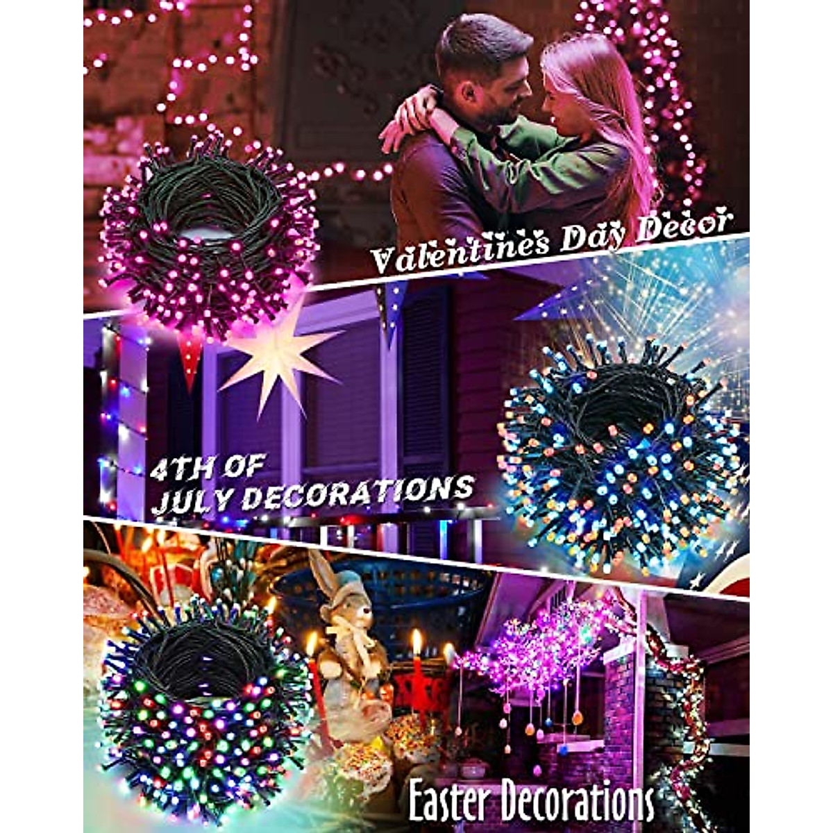 Flacchi Color Changing String Lights with Remote Control/Timing Function/Indoor & Outdoor RGB 105Ft 300LED Christmas Lights for Halloween, Christmas Decor, Garden, Party, Xmas Decorations