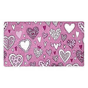 Bath Tub Shower Mat - Anti-Slip PVC Material 15.1x26.8 in, Gentle Cushioning Quick Drying Suction Cups Reliable Solution - Valentine's Day Pattern Non-Slip Floor Mat