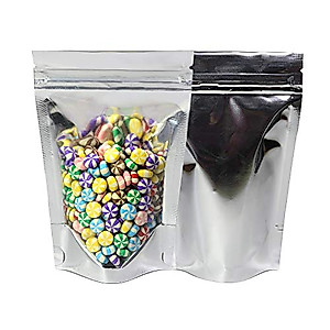 QQ Studio Clear Window Aluminum Mylar Heat Sealable Standup QuickQlick™ Bags (100 Pack) (Clear/Silver, Standup 2oz)