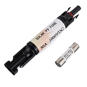 HUAREW 30A Waterproof in-Line Solar Fuse Holder,PV Inline Fuse Holders 30 Amp for Solar Panel and Solar Controller, Black,with Fuse