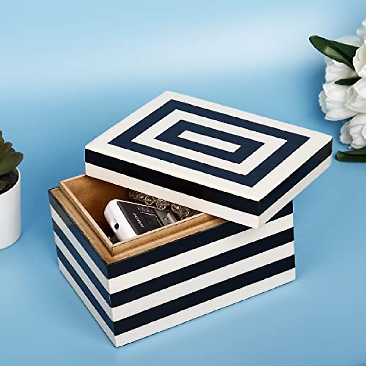 Handicrafts Home Concentrics Collection Storage Organizer Decorative Box Multipurpose Gift, 6x4.5x4 Inch