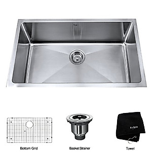 Kraus KHU100-32 Standart PRO 16 Gauge Undermount Single Bowl Stainless Steel Kitchen Sink, 32 Inch