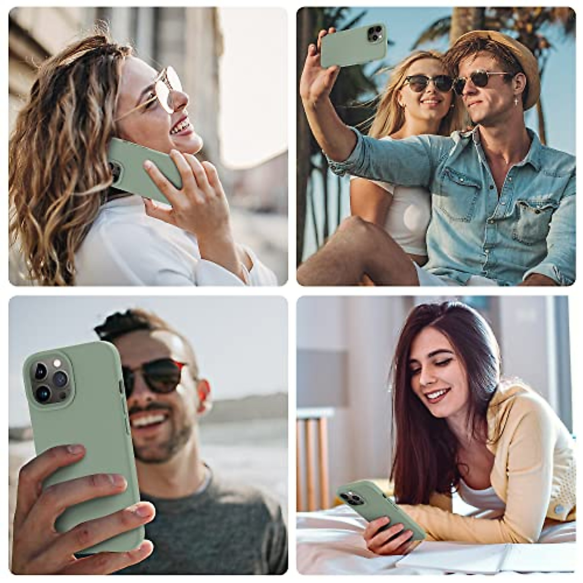 OTOFLY Designed for iPhone 14 Pro Case, Silicone Shockproof Slim Thin Phone Case for iPhone 14 Pro 6.1 inch (Calke Green)
