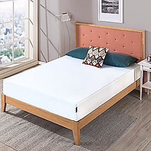 Zinus Alexis Deluxe Wood Platform Bed Frame / Solid Wood Foundation, Queen & 10 Inch Green Tea Cooling Gel Memory Foam Mattress, Queen