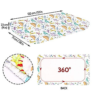Crib Sheets for Boys Girls, Dinosaur Cotton Crib Sheet Neutral, Baby Toddler Sheets, Standard Crib Fitted Sheet, Ultra Soft and Breathable, 28 x 52 Inch