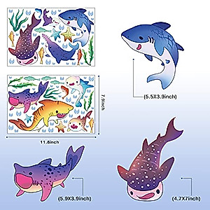 MESU Cartoon Shark Glow in The Dark Stickers Luminous Wall Decals Underwater World Home Ceiling Decor for Boys Room Nursery Kids Gift Shark