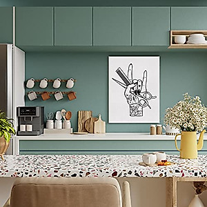 Hair Salon Canvas Painting Wall Art Modern Hairdresser Poster Art Print Home Salon Decor Ready to Hang 12" x 15" Framed