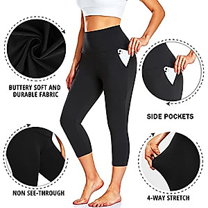 FULLSOFT 3 Pack Capri Leggings for Women with Pockets High Waisted Black Workout Yoga Pants (1-3 Pack Capri Black,Black,Black(with Pockets), 2X-Large-3X-Large)