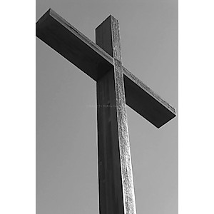 Cross Photo Christian Wall Art Fine Art Print He is Risen Easter Gift Blue Grey Black and White Home Decor Minimalist Photography 5x7 8x12 12x18 16x24 20x30
