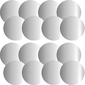 SALEX Phone Metal Stickers for Magnetic Mount. Replacement Set of 16 Magnet Metal Plates Inside Cell Phone Case. Silver Car Sticky Small Round Iron Discs with 3M Adhesive Backing for Holder, Crafts.