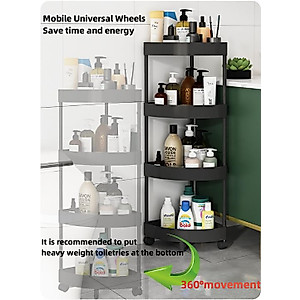 ANDSYYDS 3 Tier Shelf Bathroom Shelf Organizer Movable Universal Wheels Space Saving Corner Triangle Small Shelf Stand for Bathroom,Kitchen,Vanity Storage and Organizer (Black 3-Ply)