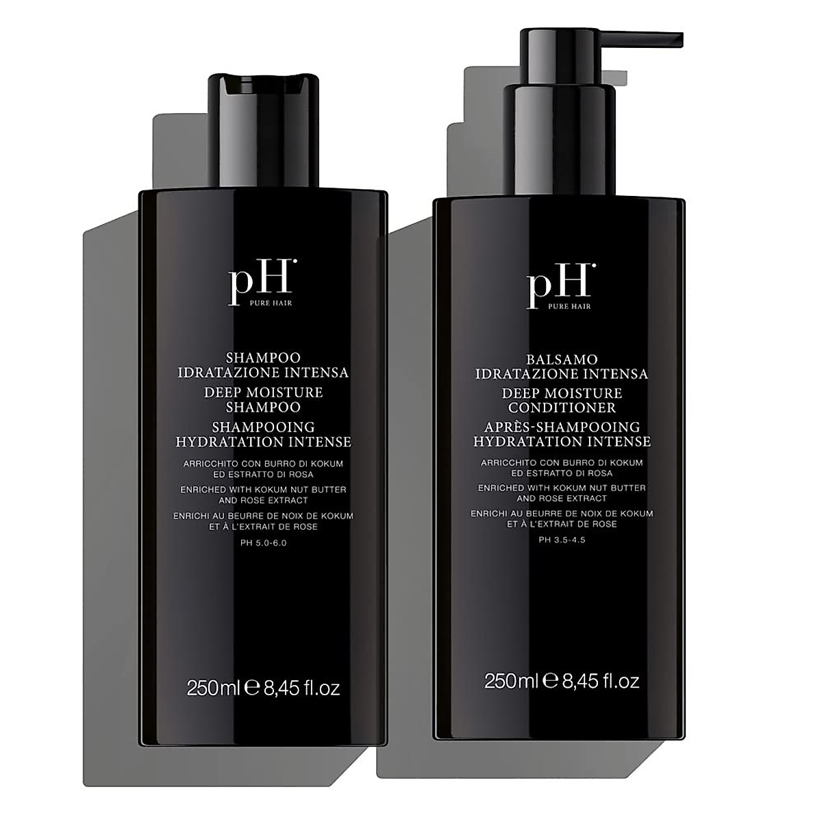 pH PURE HAIR Deep Moisture Shampoo & Conditioner Set + Extra Butter Deep Moisture Mask 10 ml - Moisturizing Formula For Dry Damaged Hair - Softens, Smooths and Renew Hair Moisture - 8.45 oz Each