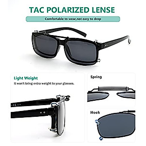 Eyekepper Large Clip On Sunglasses With Spring Draw Bar Polarized Grey Lens 57x39MM