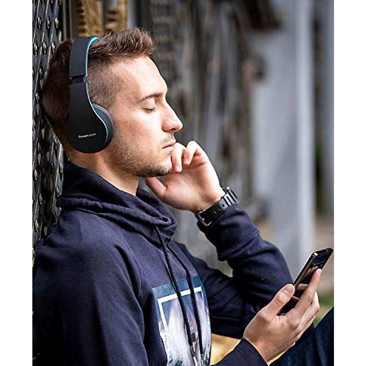 PowerLocus Rose Gold Bluetooth Headphones with Black/Blue Bluetooth Headphones