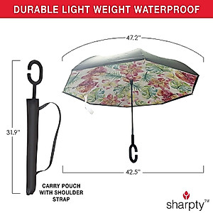 Sharpty Inverted Umbrella, Umbrella Windproof, Reverse Umbrella, Umbrellas for Women, Upside Down Umbrella with C-Shaped Handle (Leopard)