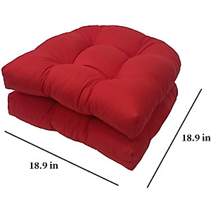 AALLYN Patio Chaise Lounger Cushion 2 Pack Chair Pads for Sofa Overstuffed Fade Resistant Tufted Seat Cushion Patio Furniture Cushions for Wicker Chair(Color:Red)