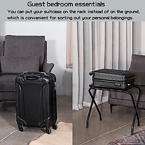 Laicozyjia Luggage Rack, Suitcase Stand, Luggage Stand for Guest Room, Fully Assembled Luggage Rack Pack of 2, Metal Suitcase Stand with Nylon Straps Easy Assemble Black