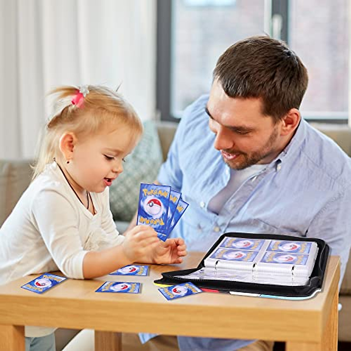 ESSAGER 4-Pocket Trading Card Binder, Fits 400 Cards with 50 Removable Sleeves, Zipper Card Collection Binder Album Book Storage Organizer - Toys Gifts for Boys Girls