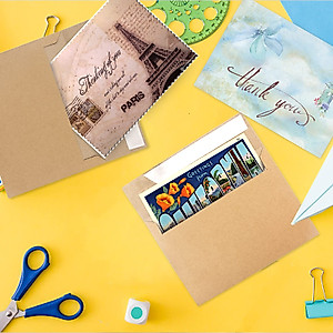 30 blank cards and envelopes each, thank you blank greeting cards and envelopes, brown A4 blank cards, 4x6 envelope invitations, suitable for printing custom, suitable for various occasions DIY