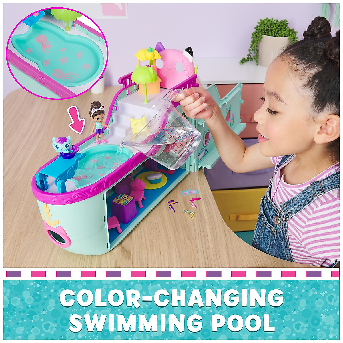 Gabby’s Dollhouse, Gabby Cat Friend Ship, Cruise Ship Toy with 2 Toy Figures, Surprise Toys & Dollhouse Accessories, Kids Toys for Girls & Boys 3+