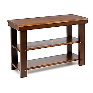 Amazon Basics Solid Pine Wood Entryway Shoe Rack Bench - Espresso