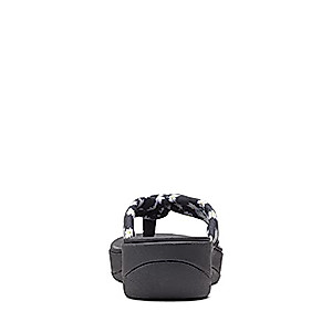 Clarks Women's Arla Glison Flip-Flop, Black Textile With Daisies, 8