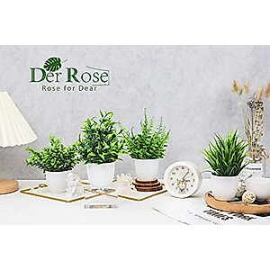 Der Rose 4 Packs Fake Plants Small Artificial Faux Potted Plants for Living Room Home Office Farmhouse Bathroom Kitchen Decor Indoor