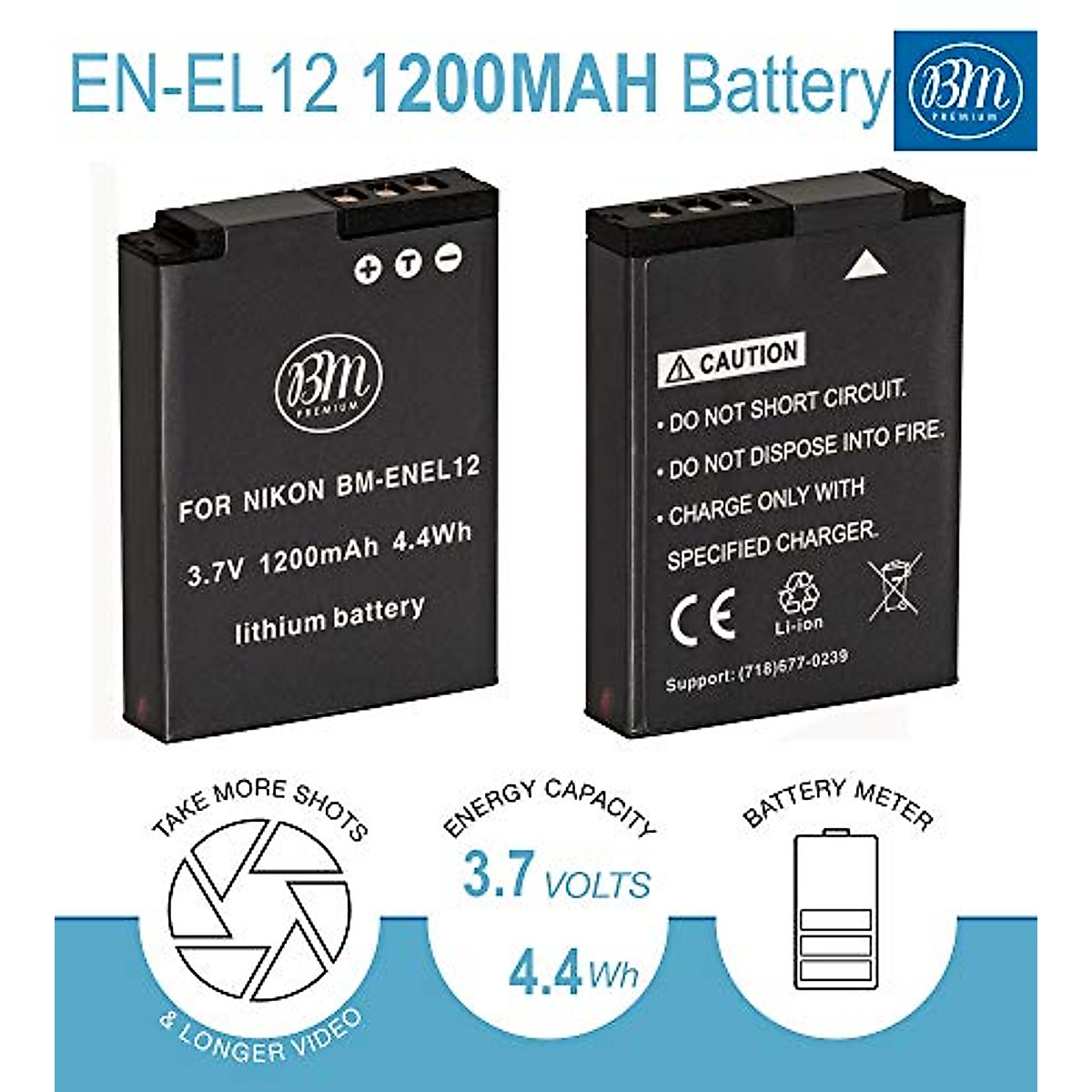 BM Premium 2 EN-EL12 Batteries & Dual Charger for Nikon Coolpix A1000 B600 W300 A900 AW100 AW110 AW120 AW130 S6300 S8100 S8200 S9050 S9200 S9300 S9400 S9500 S9700 S9900 P330 P340 KeyMission 170, 360
