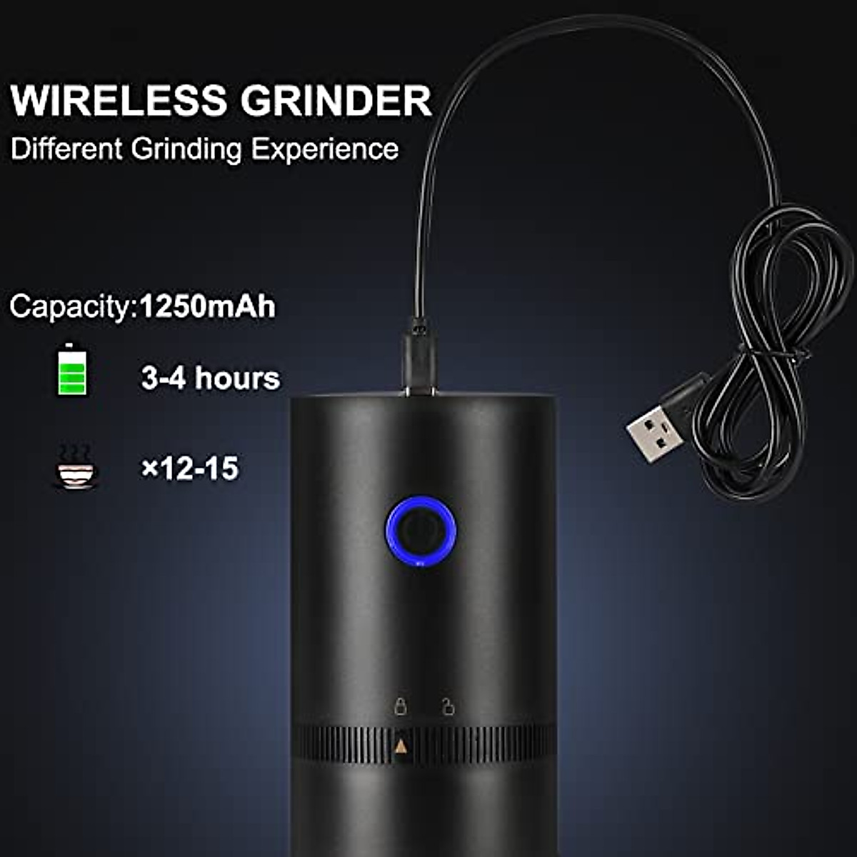 PARACITY Coffee Grinder Electric Burr, Small Cordless Coffee Grinder Mini with Multi Grind Setting, Portable Coffee Bean Grinder Automatic for Camping/Drip/Espresso/Pour Over French Press, USB