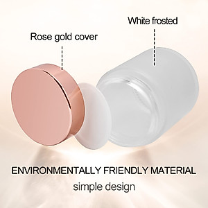 4 Pack,3.4 oz Frosted Glass Jars with Lids,Round Empty Storage Containers with Rose-Golden Lids & Inner Liners,Travel Jars Pot for Cosmetics,Gel,Scrubs,Makeup,Face Cream Lotion