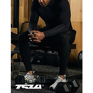 TSLA Men's UPF 50+ Mock Long Sleeve Compression Shirts, Athletic Workout Shirt, Base Layer for Water Sports, Athletic Mockneck Black, Small