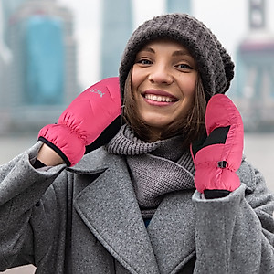 MCTi Women's Goose Down Mittens Waterproof Touch Screen Packable Ultra Light Snow Mitts